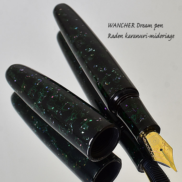 【未使用】 訳あり 職人による手塗り【WANCHER】Dream Pen/ドリームペン 夢万年筆 漆 螺鈿唐塗 緑上げ F 細字 日本伝統工芸 神秘的 新品 /M134GS*の落札情報詳細 ...